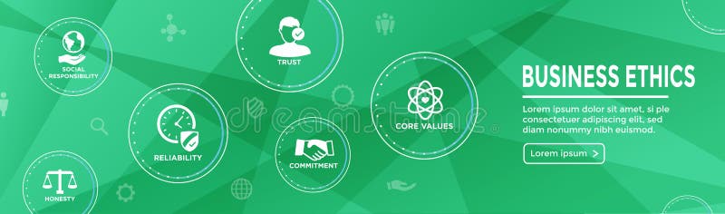 Business Ethics Web Banner Icon Set with Honesty, Integrity, Com Stock ...