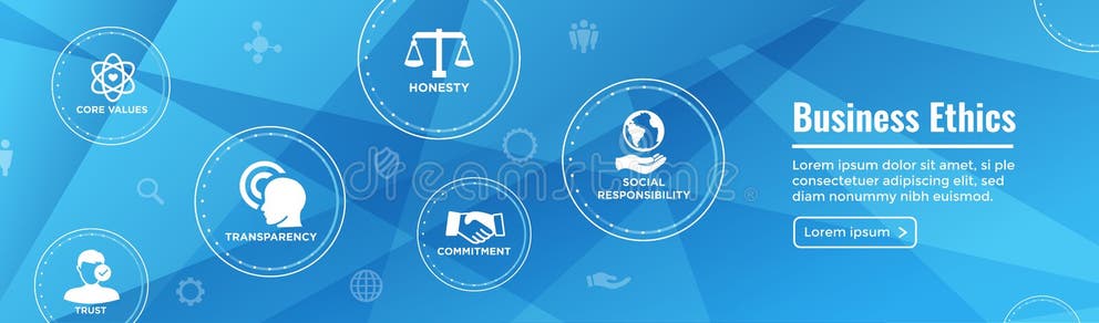 Business Ethics Web Banner Icon Set with Honesty, Integrity, Com Stock ...