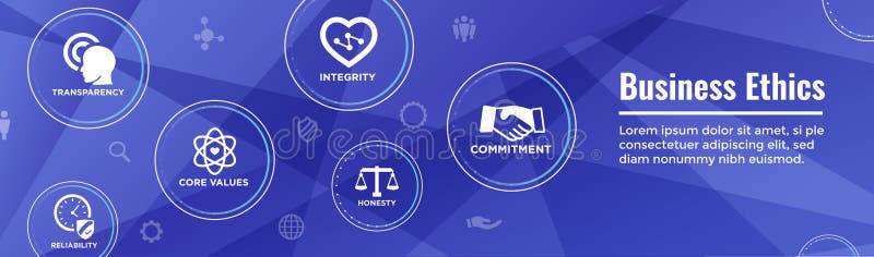 Business Ethics Web Banner Icon Set with Honesty, Integrity, Com Stock ...