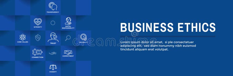 Business Ethics Web Banner and Icon Set with Honesty, Integrity ...