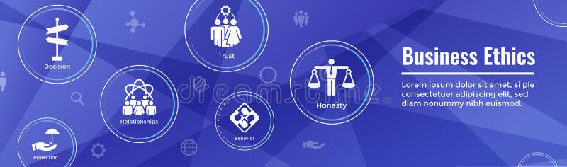 Business Ethics Web Banner Icon Set with Honesty, Integrity, Com Stock ...