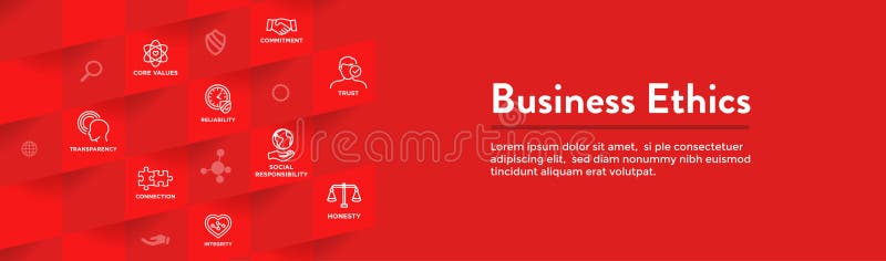Business Ethics Web Banner and Icon Set with Honesty, Integrity ...