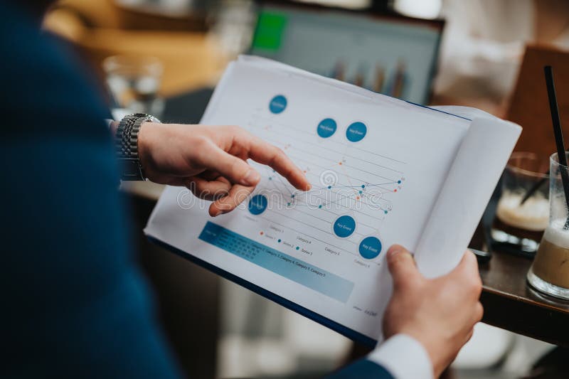 Business Executive Analyzing Data on Charts during a Meeting Stock ...