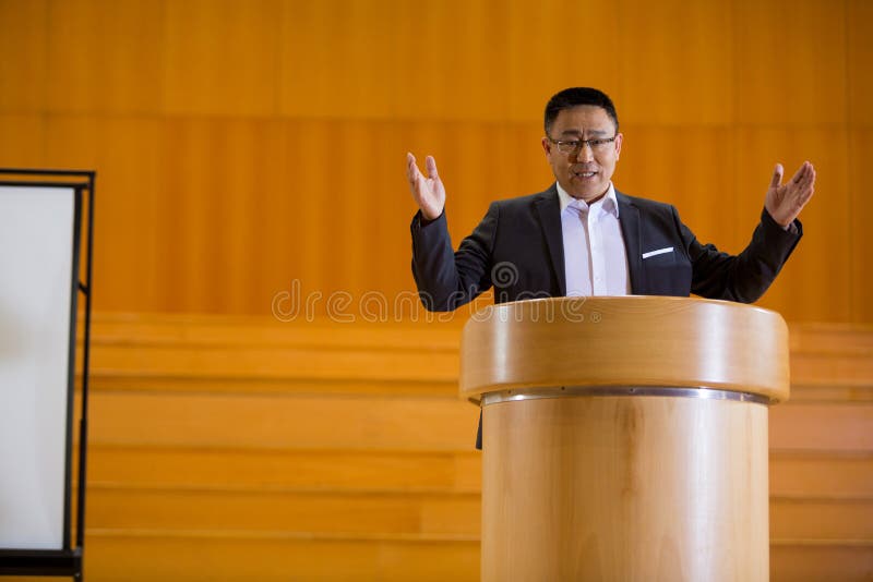 Business Executive Giving a Speech Stock Photo - Image of communication ...