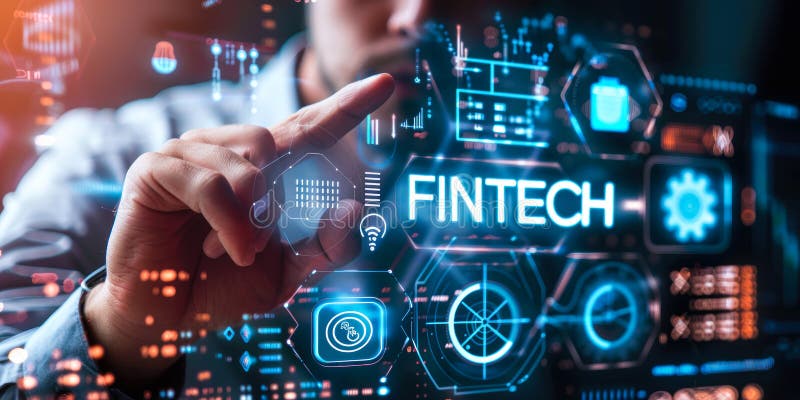 Business Executive Interacting with Innovative Fintech Interface ...