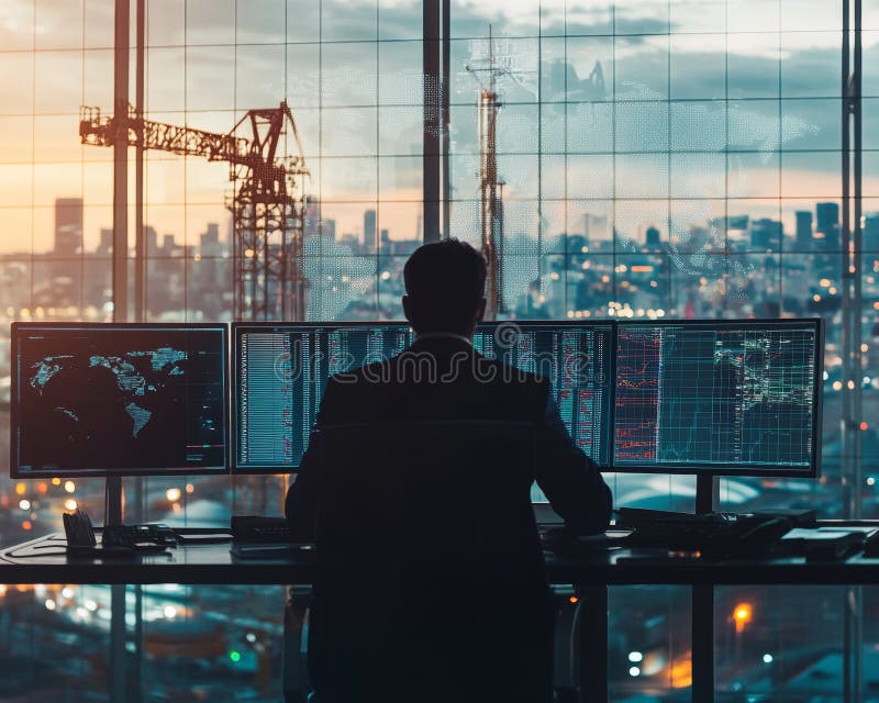 A Business Executive is Planning in a Command Center Surrounded by ...