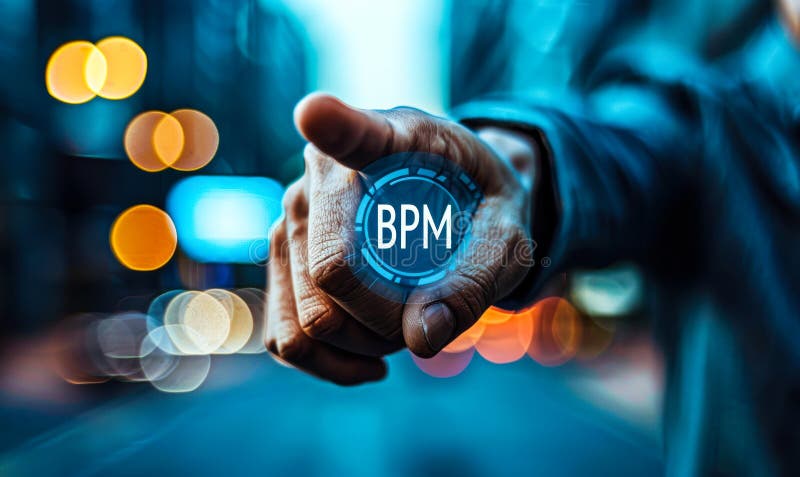 Business Executive Pointing To BPM Business Process Management Approach ...