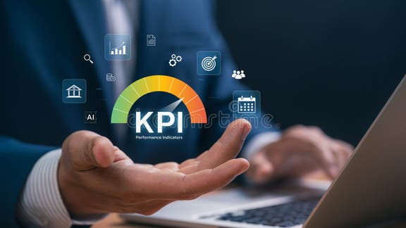 Business Executive Using KPI Performance Indicators with AI Data ...
