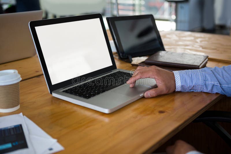 Business Executive Using Laptop at Desk Stock Image - Image of desk ...