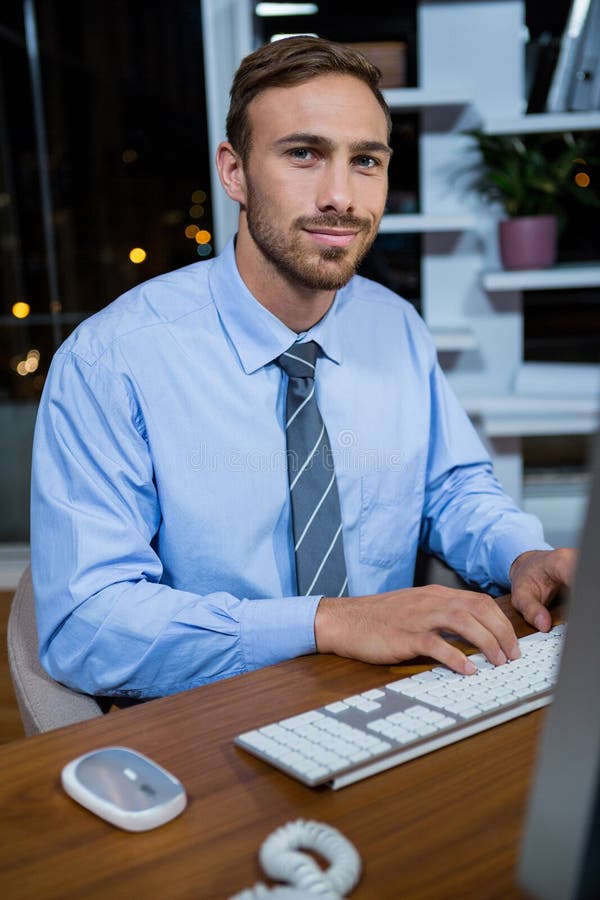Business Executive Working on Computer in Office Stock Image - Image of ...