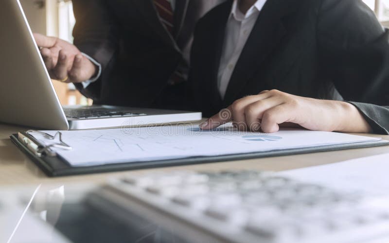 Business Executives Analysis Data Document with Accountant at Workplace ...