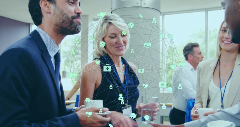 Business Executives Meeting and Networking Over Coffee at a Conference ...