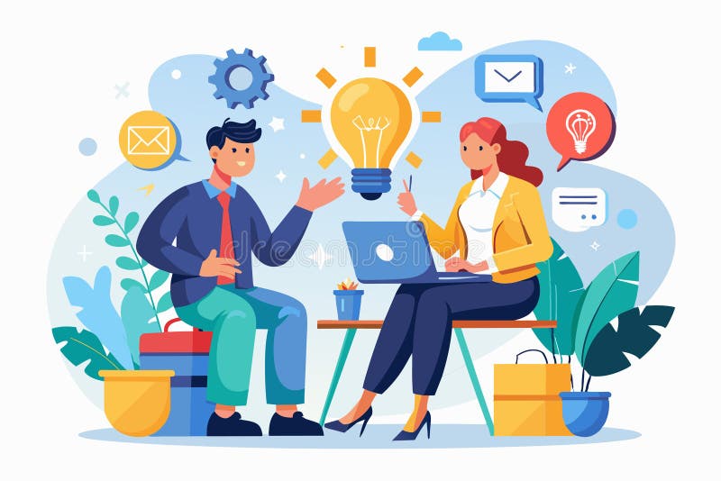 Business Experts Collaborate by Brainstorming Ideas with a Laptop and ...