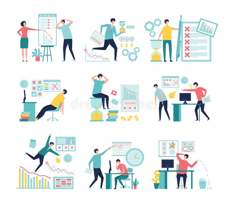 Business Fail. Lossing Managers Bad Management Processes Failed ...