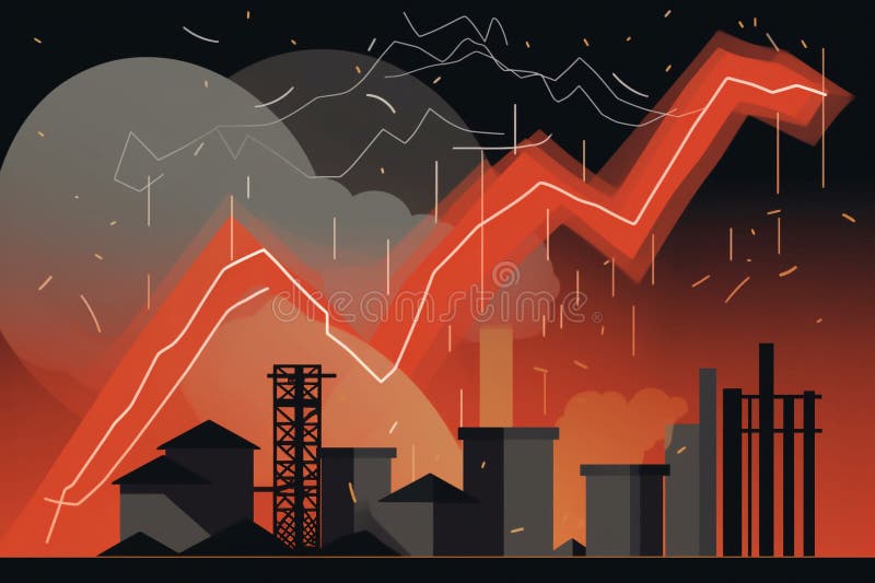 Business Failure Illustration and Falling Business Graph Chart Concept. Generative AI Stock ...