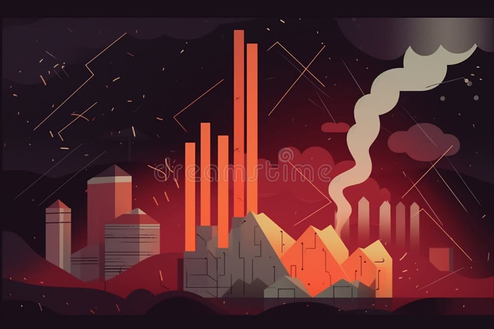 Business Failure Illustration and Falling Business Graph Chart Concept ...