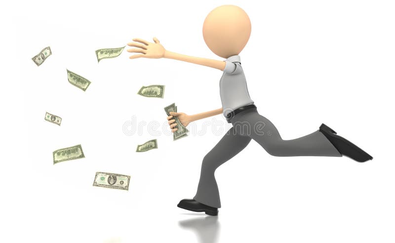 Business Figure Chasing Money Stock Illustration - Illustration of ...