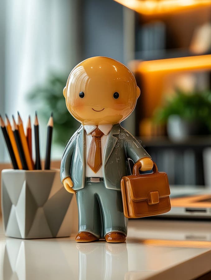 Business Figurine on Desk in Office Setting. Stock Image - Image of ...