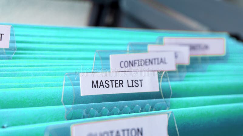 Business File of Master List Document Record Stock Image - Image of ...