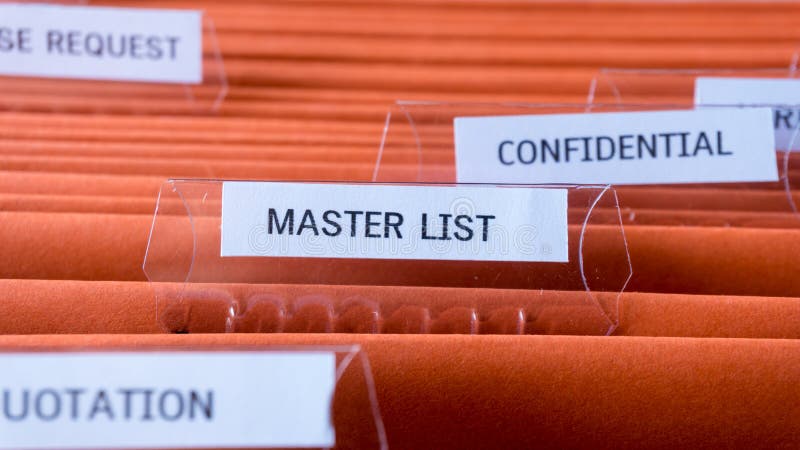 Business File of Master List Document Record Stock Image - Image of ...