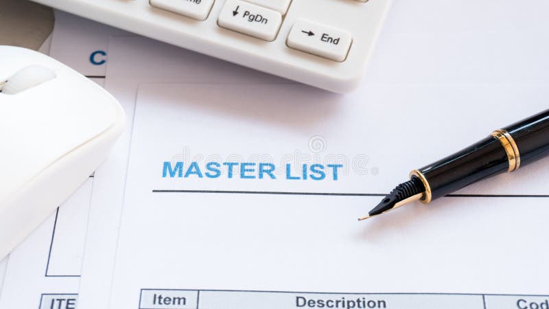 Business File of Master List Document Record Stock Image - Image of ...