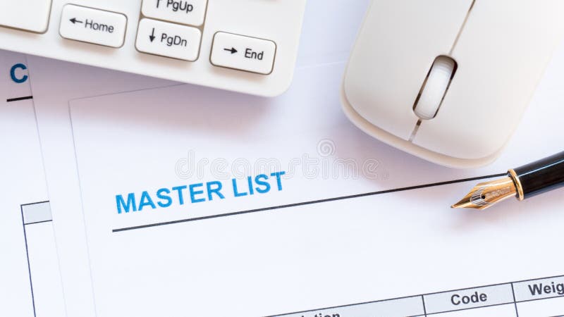 Business File of Master List Document Record Stock Photo - Image of ...