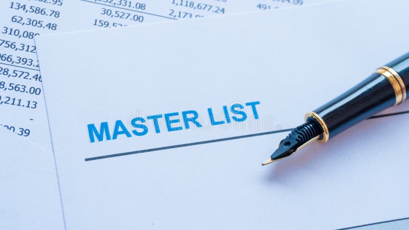 Business File of Master List Document Record Stock Image - Image of ...