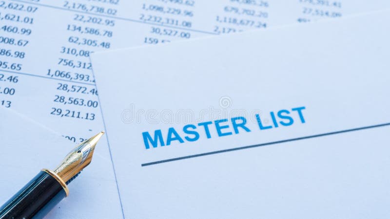 Business File of Master List Document Record Stock Photo - Image of ...