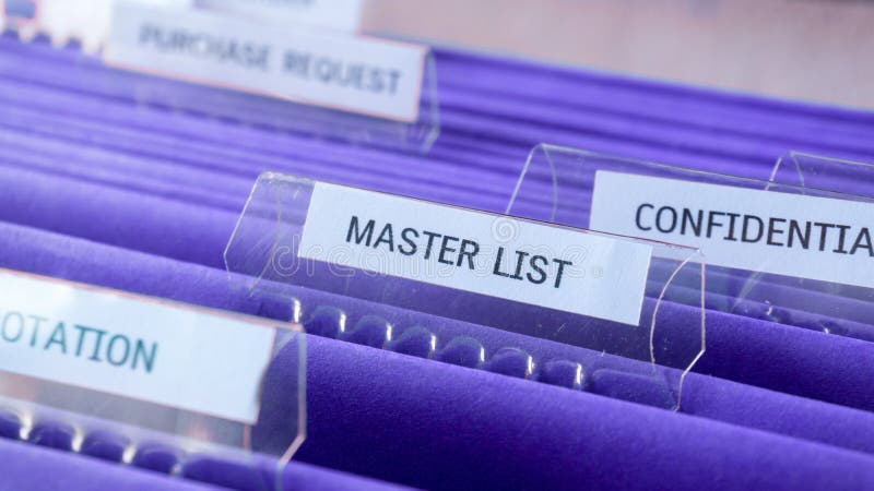 Business File of Master List Document Record Stock Image - Image of ...