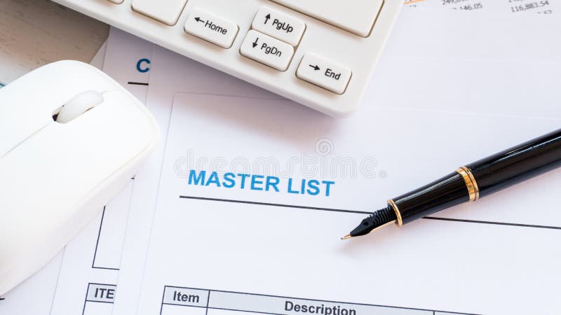 Business File of Master List Document Record Stock Image - Image of ...