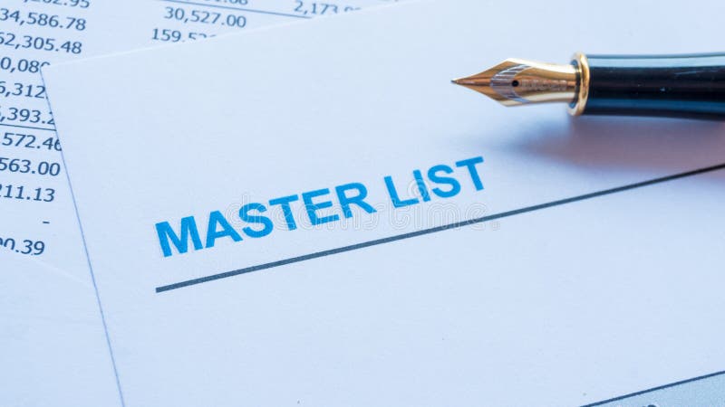 Business File of Master List Document Record Stock Photo - Image of ...