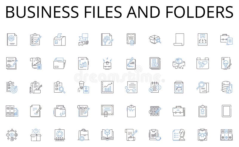Business Files and Folders Line Icons Collection. Insights, Data ...