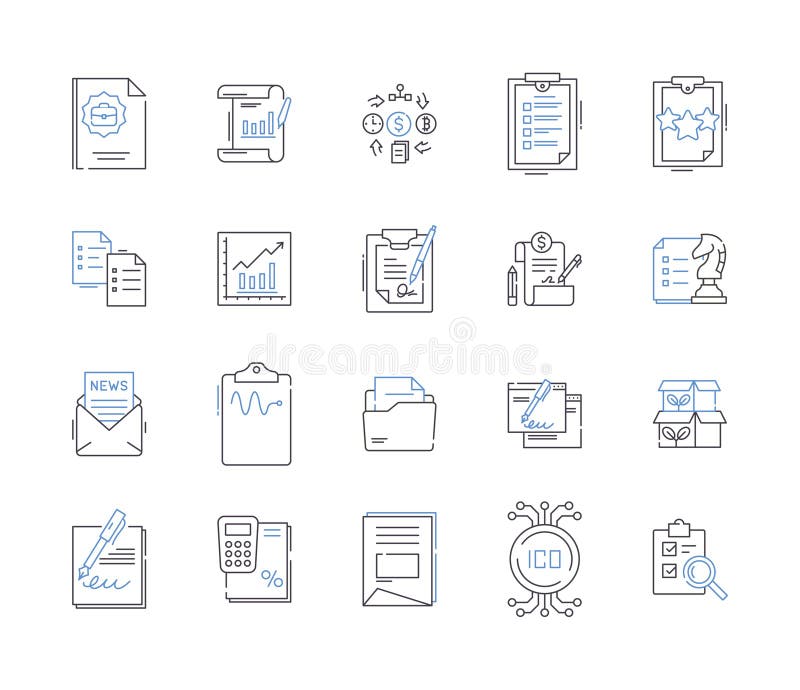 Business Files and Folders Outline Icons Collection. File, Folder ...
