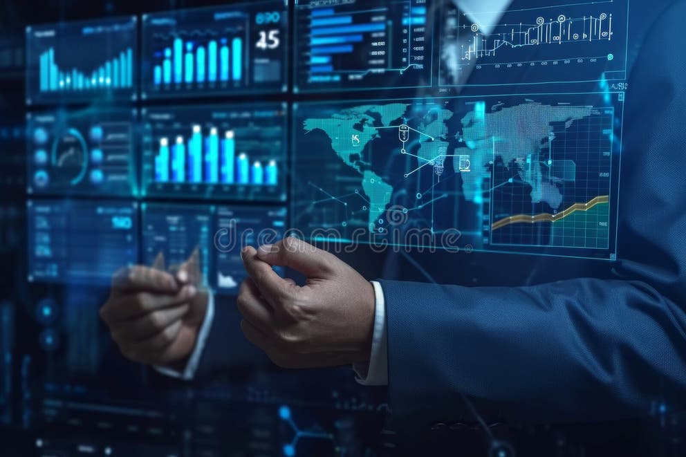 Business Finance Advisor Analyzing Performance Metrics on a KPI ...