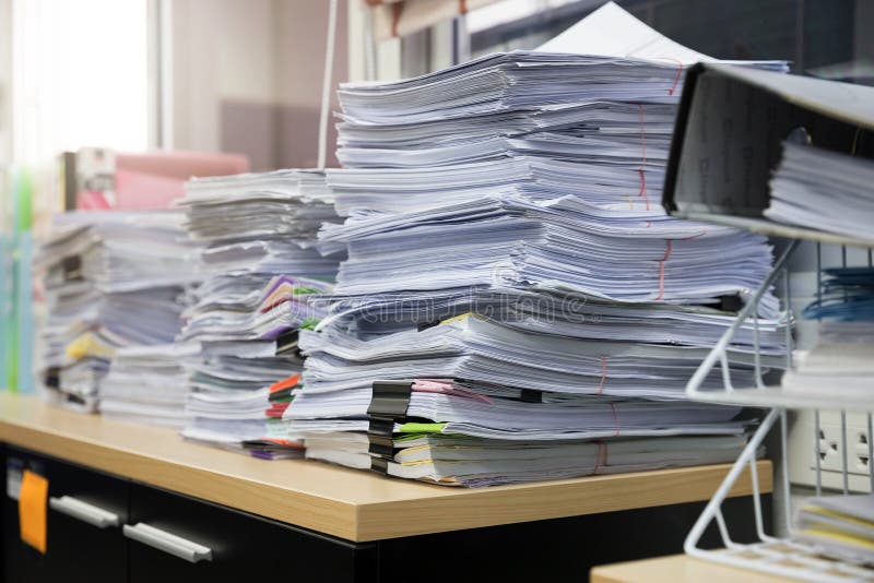 Business and Finance Concept of Office Working, Pile of Unfinished ...