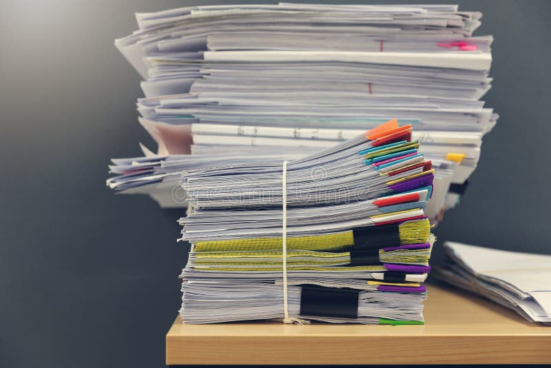 Business and Finance Concept of Office Working, Pile of Unfinished ...