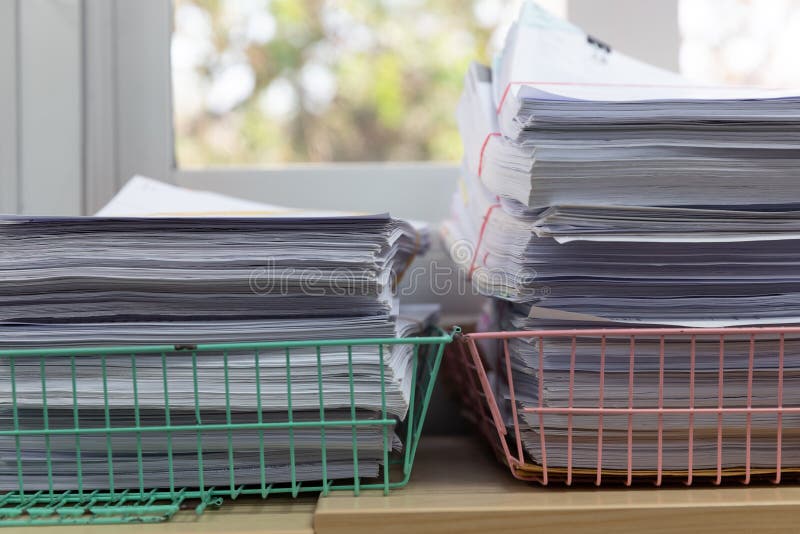 Business and Finance Concept of Office Working, Pile of Unfinished ...