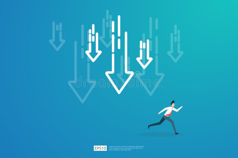 Concept Decrease Colum Chart with Fall Arrow Stock Vector - Illustration of analytics, economic ...