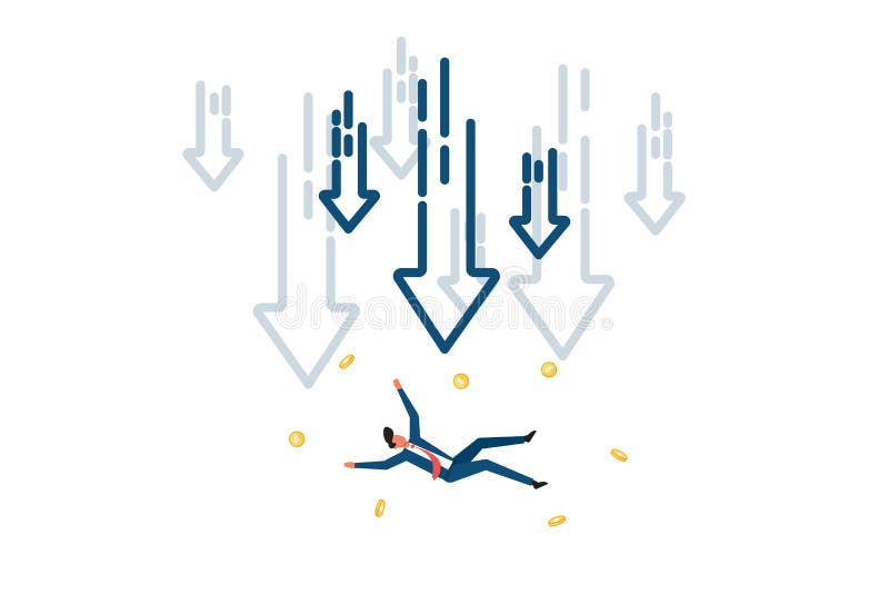 Concept Decrease Colum Chart with Fall Arrow Stock Vector - Illustration of analytics, economic ...