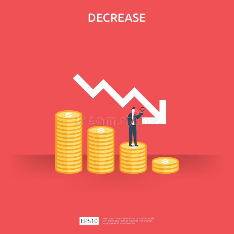 Concept Decrease Colum Chart with Fall Arrow Stock Vector - Illustration of analytics, economic ...