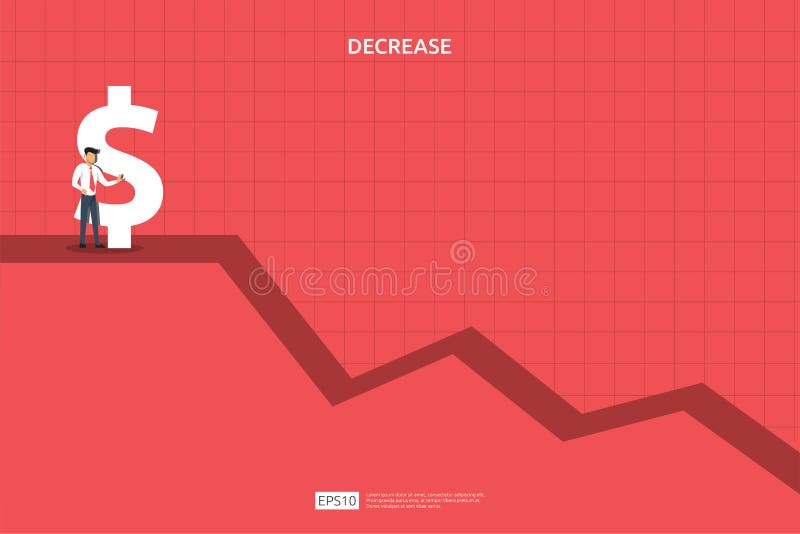 Business Finance Crisis Concept. Money Fall Down Symbol. Arrow Decrease Economy Stretching ...
