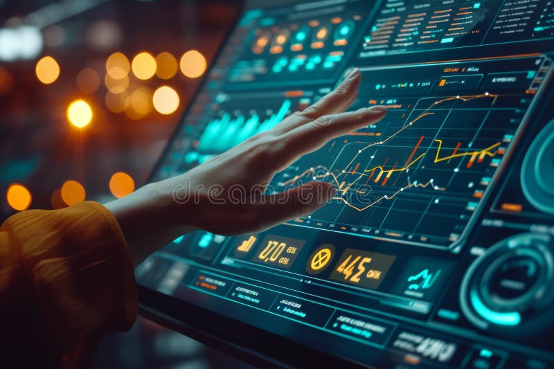 Advisor Analyzing Business Finance Data through a KPI Dashboard on a ...