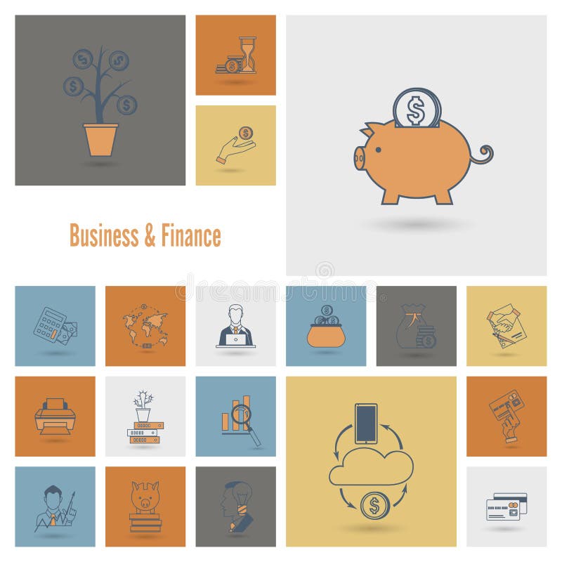 Business and Finance Icon Set Stock Vector - Illustration of flat, bank ...