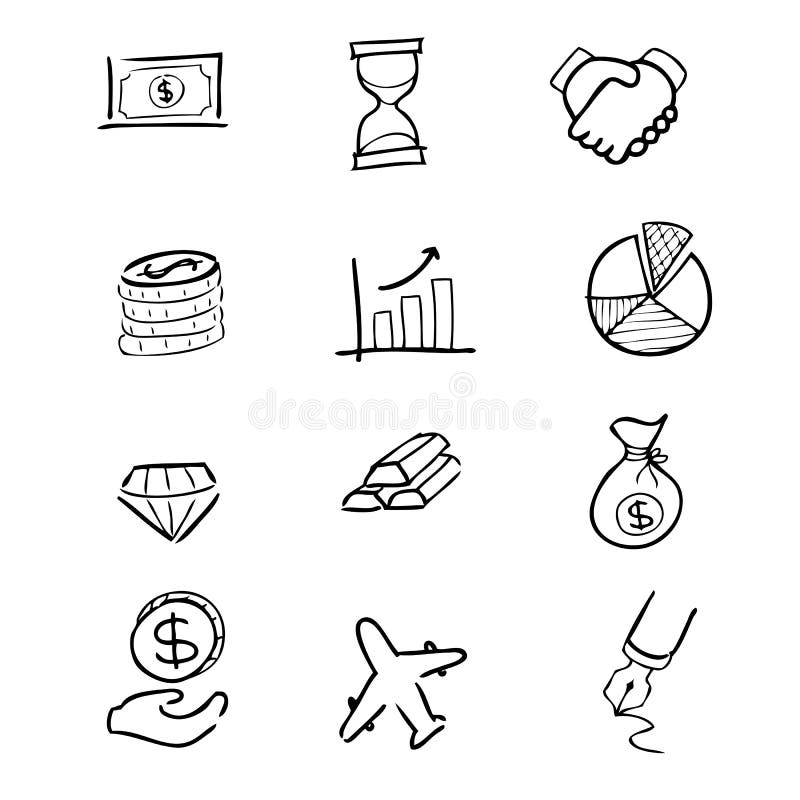 Business finance icons set stock vector. Illustration of insurance ...