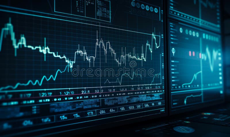 Business Financial Analysing. Computer Screen with Grafics Stock ...