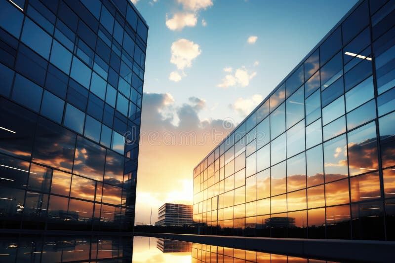 Business Financial Building with Sunset , AI Generative. Stock ...