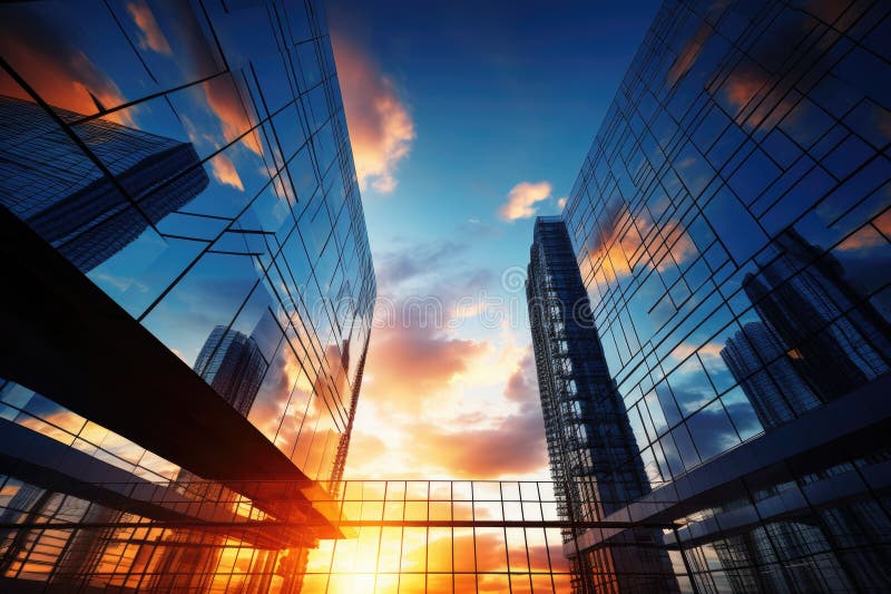Business Financial Building with Sunset , AI Generative. Stock ...