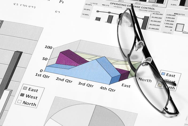 Business Financial Chart Analysis with Eyeglasses Stock Photo - Image ...