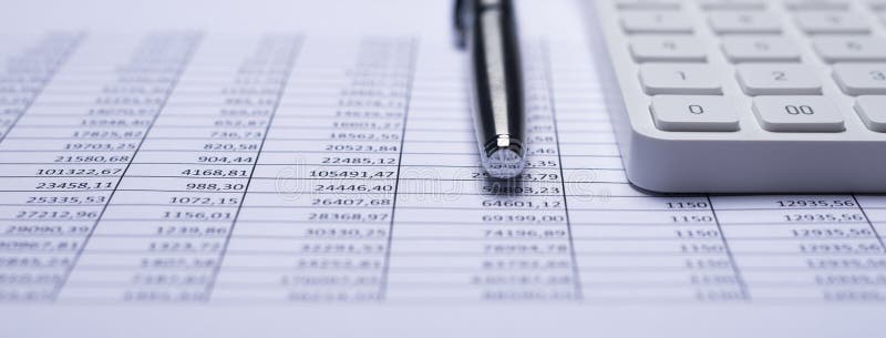 Business Financial Documents with Calculator. Accounting Concept Stock ...