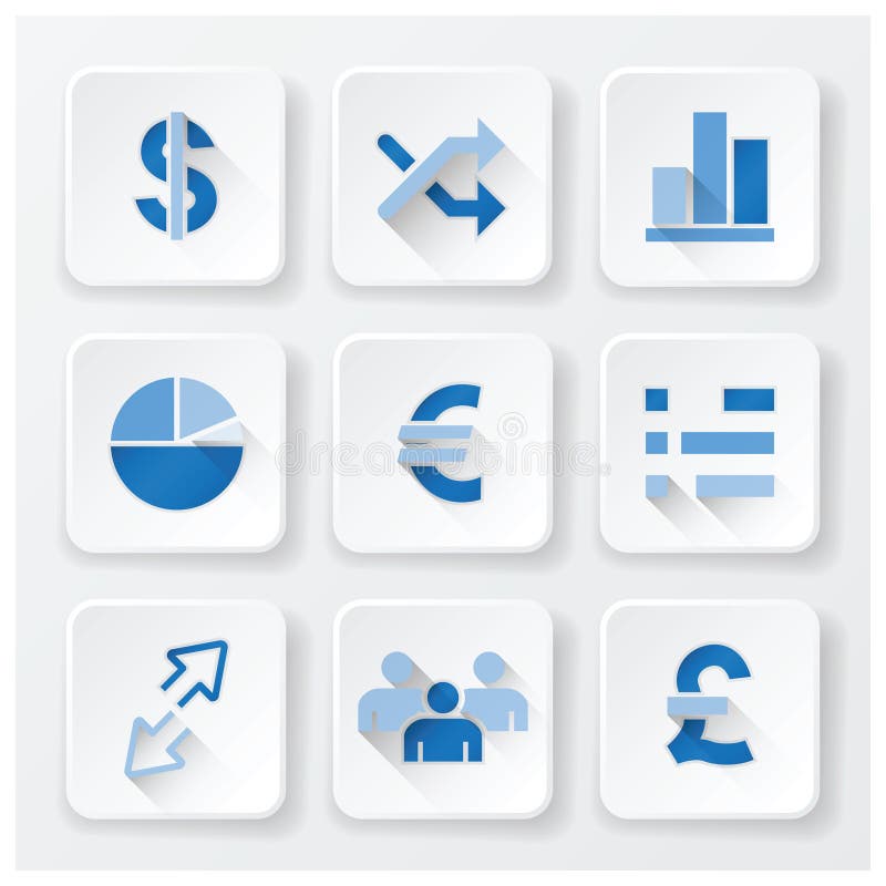 Business Financial Flat Icons Set Stock Vector - Illustration of ...